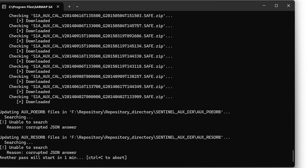Corrupted JSON answer downloading orbit file for Sentinel-1 - Sentinel ...